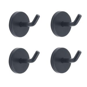 nelxulas classic black stainless steel heavy duty coat hook, durable robe hanger wall mount hook, perfect touch your bathroom, bedroom, closets, wardrobe, kitchen (2", 4 pcs)