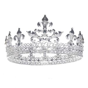 s snuoy king crowns for men silver crown full metal tiaras male's pageant party hats medieval prom costume hair accessories mens crown