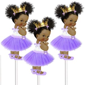 little lavender princess table decoration centerpieces, set of 3 african american princess royal birthday cake centerpieces