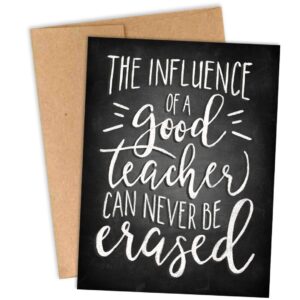 palmer street press thanks, teach! set of 8 teacher thank you gift notecards - the influence of a good teacher can never be erased - thank you cards for teachers bulk set - proudly made in the usa