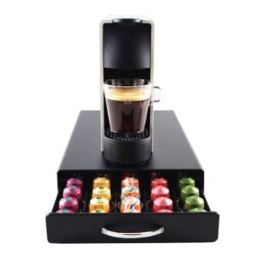 luoov keurig storage drawer for k cups compatible nespresso pods vertuo holder drawer k cup drawer coffee pod organizer keurig pod drawer, kcup holder for nespresso vertuo capsule counter 50pcs(black)