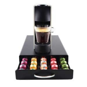 LUOOV Keurig Storage Drawer for K Cups Compatible Nespresso Pods Vertuo Holder Drawer k cup Drawer Coffee Pod Organizer Keurig Pod Drawer, Kcup Holder for Nespresso Vertuo Capsule Counter 50PCS(Black)