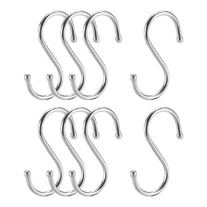 uxcell stainless steel s hooks 2" s shaped hook hangers for kitchen bathroom bedroom storage room office outdoor multiple uses 8pcs