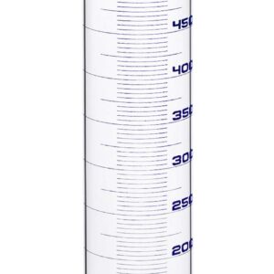 EISCO Graduated Cylinder, 500ml - Class A Tolerance ±2.50ml - Round Base - Blue Graduations - Borosilicate 3.3 Glass