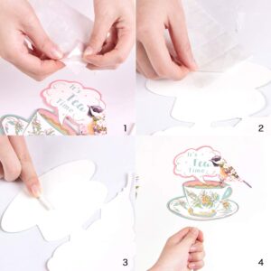 SUNBEAUTY 14 Pcs Tea Party Photo Booth Props Tea Party Decorations Alice in Wonderland Party Supplies Garden Party Bridal Shower for Girls Women