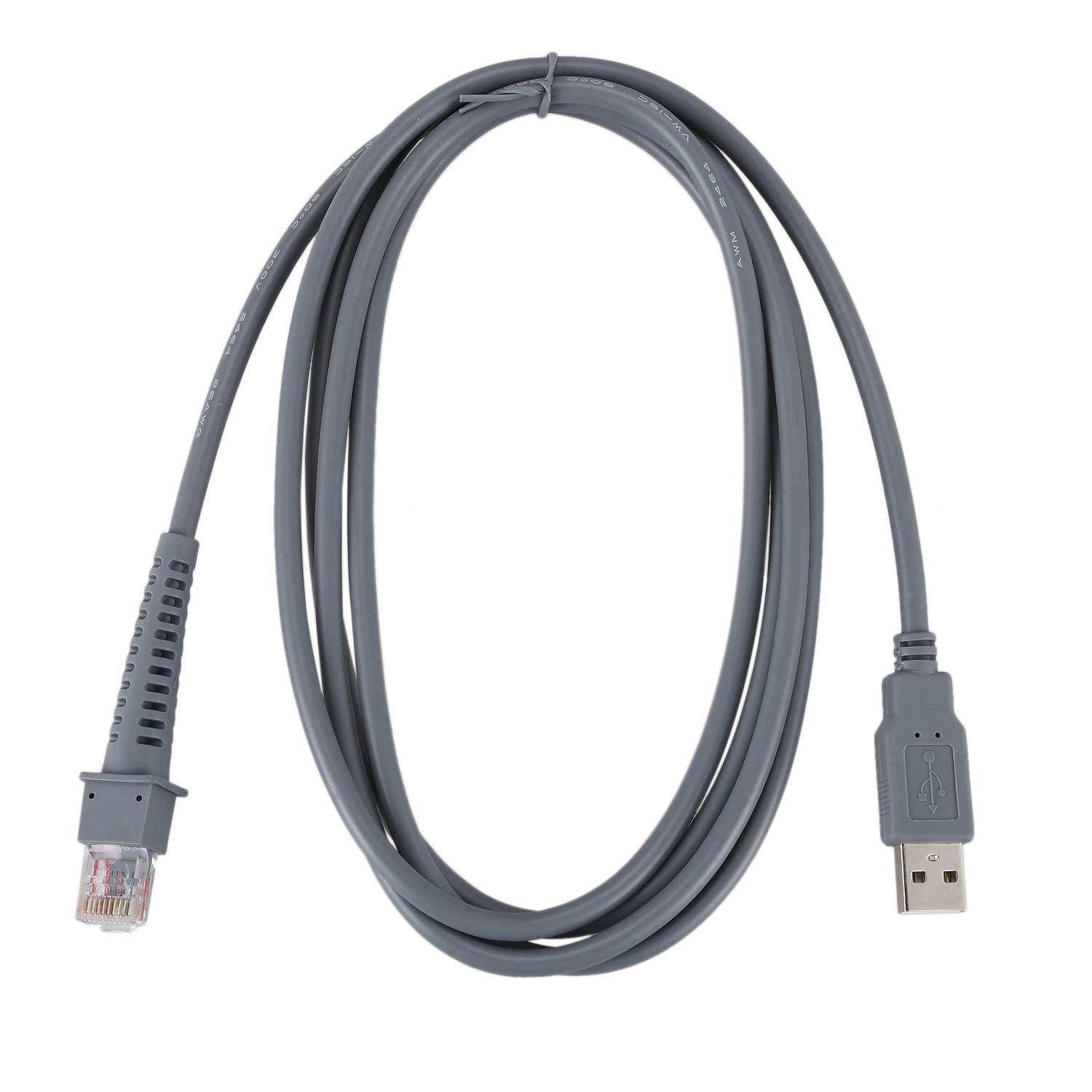 ANRANK UR2208AK USB A Male to RJ45 Cable 7ft 2M for Symbol Barcode Scanner LS4278 LS2208 2208AP (Gray)