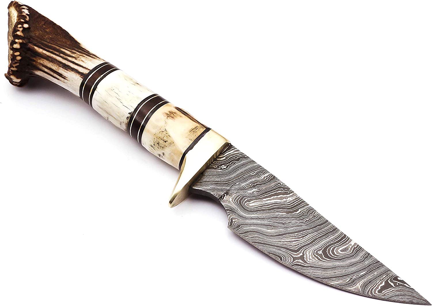 Skokie Knives Custom Hand Made Damascus Steel Hunting Knife Handle Stag Antler