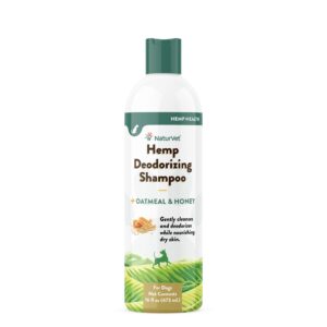 naturvet – hemp deodorizing shampoo for dogs - plus oatmeal & honey – 16 oz – gently cleanses & deodorizes skin & coat – enhanced with hemp seed oil, coconut oil & aloe vera extract