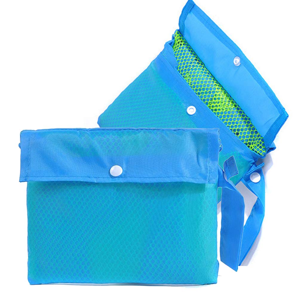 2 Pack Extra Large Mesh Beach Bag Childrens' Toy Storage Swimming Equipment Storage Bag Laundry Tote Backpack,Stay Away from Sand and Water, Toy Not Included (Blue)