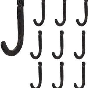 Rustic State Sabo Wall Mount Cast Iron Hooks Coat Towel Bag Hat Hanger Multiuse Entryway Railroad Spike Rack Black Set of 10