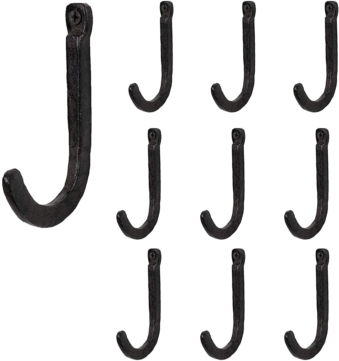 Rustic State Sabo Wall Mount Cast Iron Hooks Coat Towel Bag Hat Hanger Multiuse Entryway Railroad Spike Rack Black Set of 10