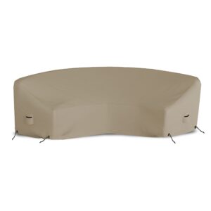 covers & all curved outdoor couch cover, 12 oz pvc polyester patio furniture cover, tear & uv proof couch cover patio with air pockets & drawstrings (190" l x 36" w x 39" h x 128" fl, beige)