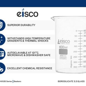 EISCO Beaker, 10,000ml - Low Form with Spout - White, 500ml Graduations - Borosilicate 3.3 Glass - 10L Beaker, Large Beaker