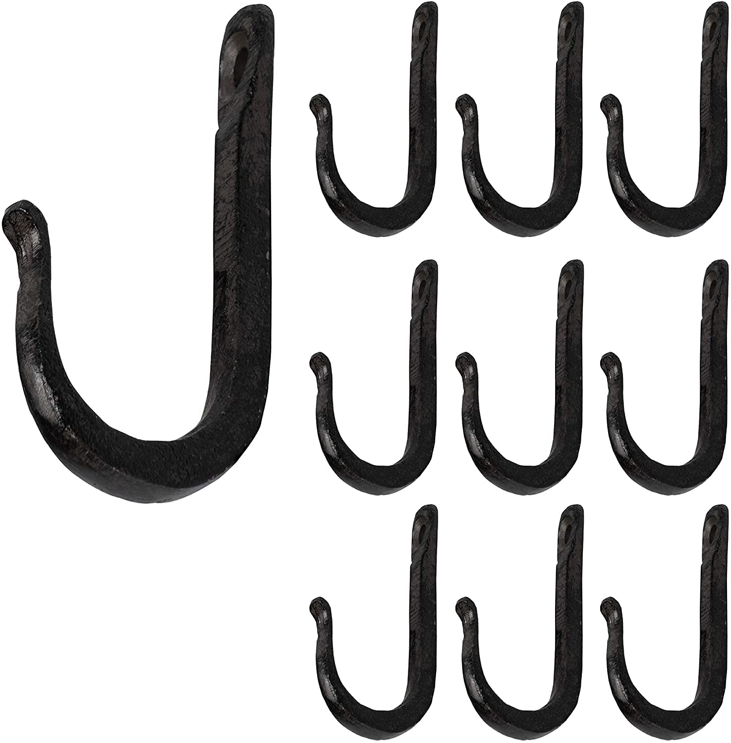 Rustic State Vagon Wall Mount Cast Iron Hooks Coat Towel Bag Hat Hanger Multiuse Entryway Railroad Spike Rack Black Set of 10