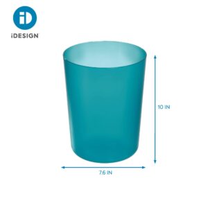 iDesign Finn Round Plastic Trash, Compact Waste Basket Garbage Can for Bathroom, Bedroom, Home Office, Dorm, College, Teal