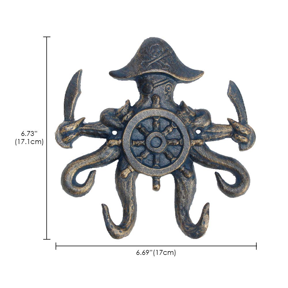 WINTENT Anti Brushed Cast Iron Hanger with 4 Hooks for Hanging Coat Keys Wall Mount (Octopus-1)