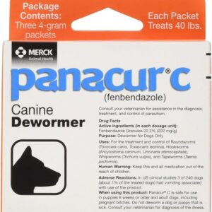 Panacur C Canine Dewormer, Net Wt. 12 Grams, Package Contents Three, 4 Gram Packets (4-(Pack))