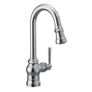 moen s52003 paterson one-handle pulldown bar faucet with power clean, includes interchangeable handle, chrome