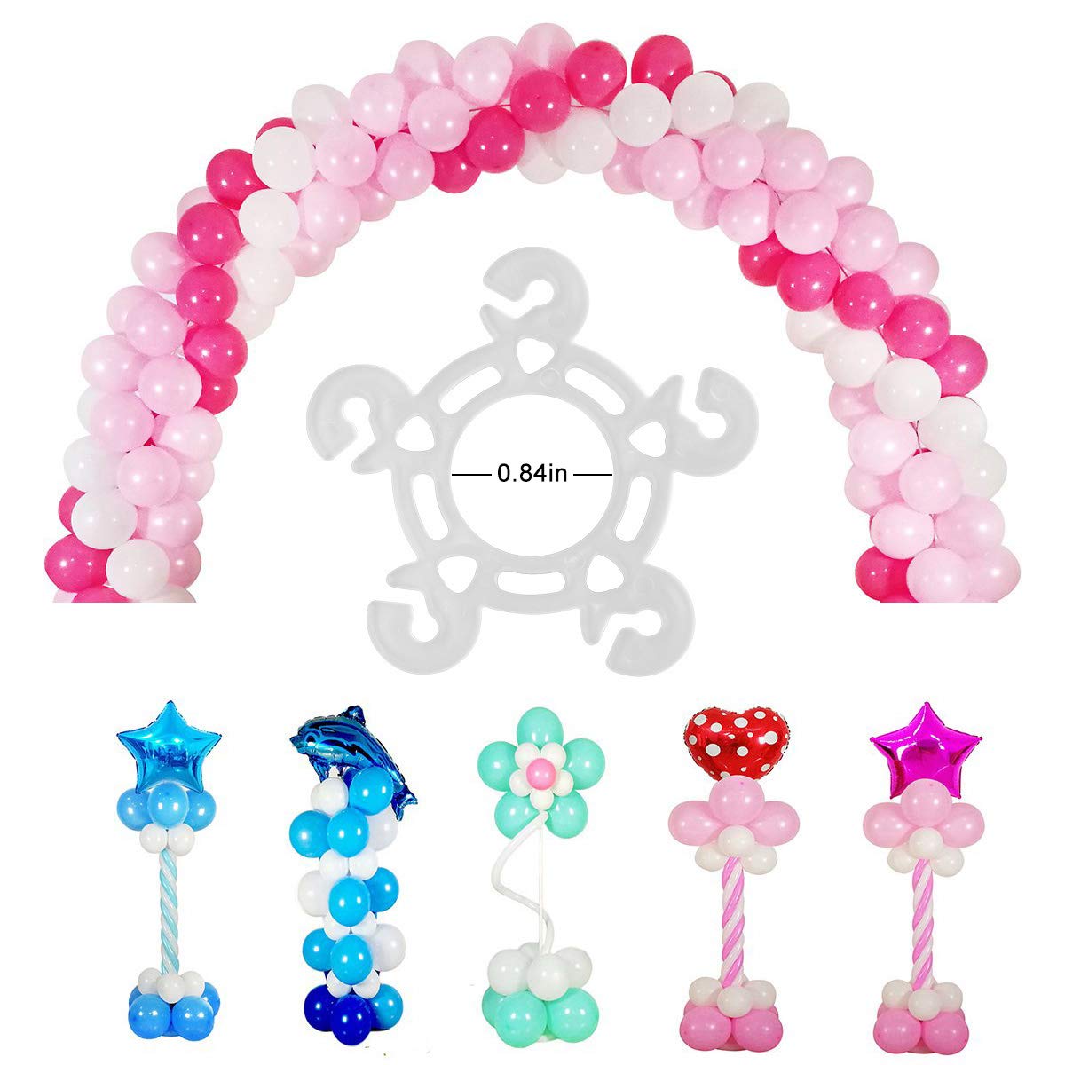 Balloon Clips(120 pcs), Tinabless Balloon Connectors for Decor Balloon Arch, Balloon Column Stand and Balloon Flowers