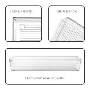 Backerysupply Clear Plastic Drawer Organizer Tray for Vanity Cabinet (9"×3"×2"，Set of 8),Storage Tray for Makeup, Kitchen Utensils, Jewelries, and Gadgets