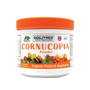 dogzymes cornucopia organic proprietary blend of vegetables, fruits, nutritional sprouts for dogs and cats (8 ounce)