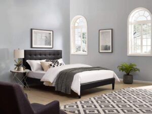 modway paisley upholstered tufted faux leather king and california king headboard size in black