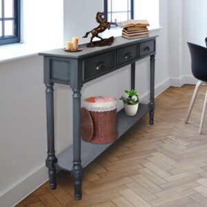 Urbanest Modern Burlington Console Table with 3 Drawers (Solid Wood, Gun Metal)