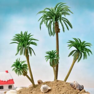 HUIANER Palm Tree Model Trees, Miniature Palm Trees Mixed 5 Size Fake Plastic Trees with No Stands for DIY Scenery Landscape Cake Decoration（18PCS 3.1" - 6.3"）