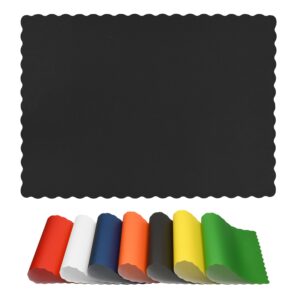 paper placemats for dining table – disposable scalloped edges color table mats great for parties and christmas table decorations 10"x14" 50ct (black)