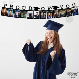 KatchOn, Black Graduation Photo Banner 2024 - Large 10 Feet | Proud of You Banner | Felt Graduation Picture Banner | Graduation Banner 2024 Personalized | Graduation Decorations Class of 2024 Black