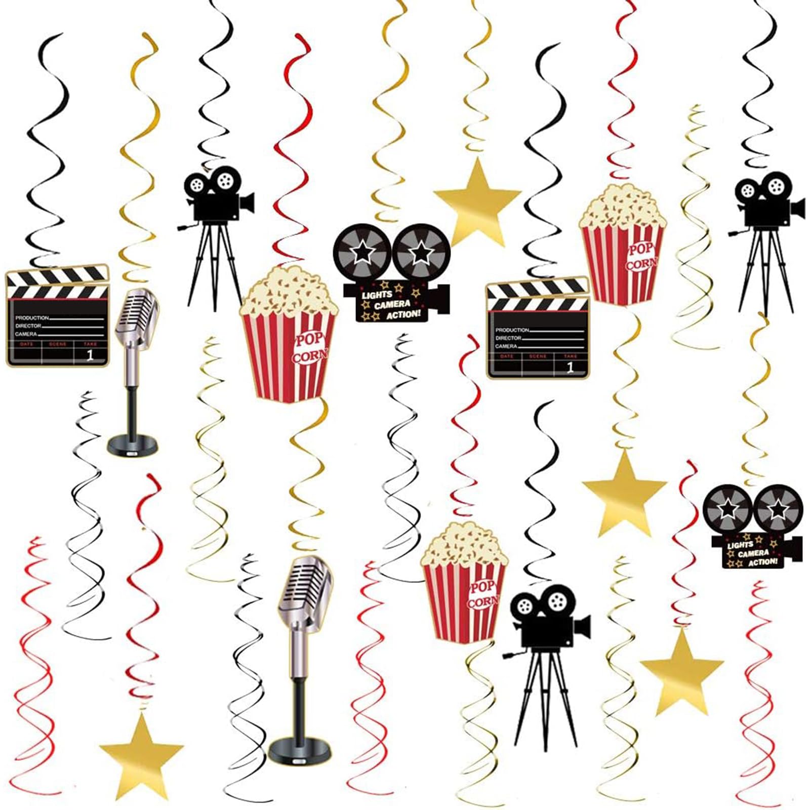 36Ct Movie Night Party Decorations Hanging Swirls - Movie Theater Themed Bridal Shower/Birthday Party Supplies Film Backdrop