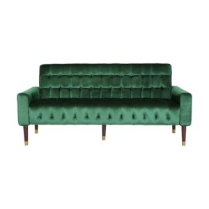 christopher knight home adan tufted velvet sofa tipped tapered legs, emerald and gold finish