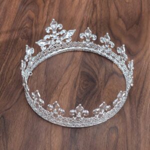 S SNUOY King Crowns for Men Silver Crown Full Metal Tiaras Male's Pageant Party Hats Medieval Prom Costume Hair Accessories Mens Crown