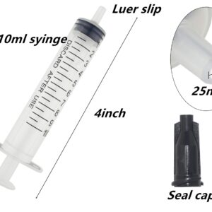 30 Pack 10ML Plastic Syringe Luer Slip with Cap, Great for Measuring, Refilling Watering and Pets Feeding(Non-sterile) (10ML)