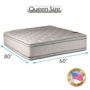 Dream Solutions USA Brand Double-Sided PillowTop Gentle Plush Mattress Only with Mattress Cover Protector Included - Fully Assembled, Orthopedic, Long Lasting Comfort (Queen 60"x80"x12")