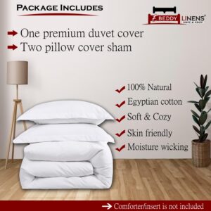 eBeddy Linens 800 Thread Count Ultra Silky Soft Egyptian Cotton Oversized King 120x98 Size 3-Pieces Duvet Cover Hidden Zipper Closer & Corner Ties Durable and Fade Resistant White Solid