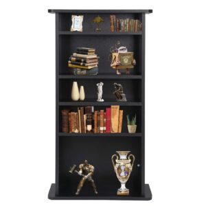 zeny multimedia storage cabinet dvd rack book shelf organizer stand audio media tower, 36" x 19" x 7" black