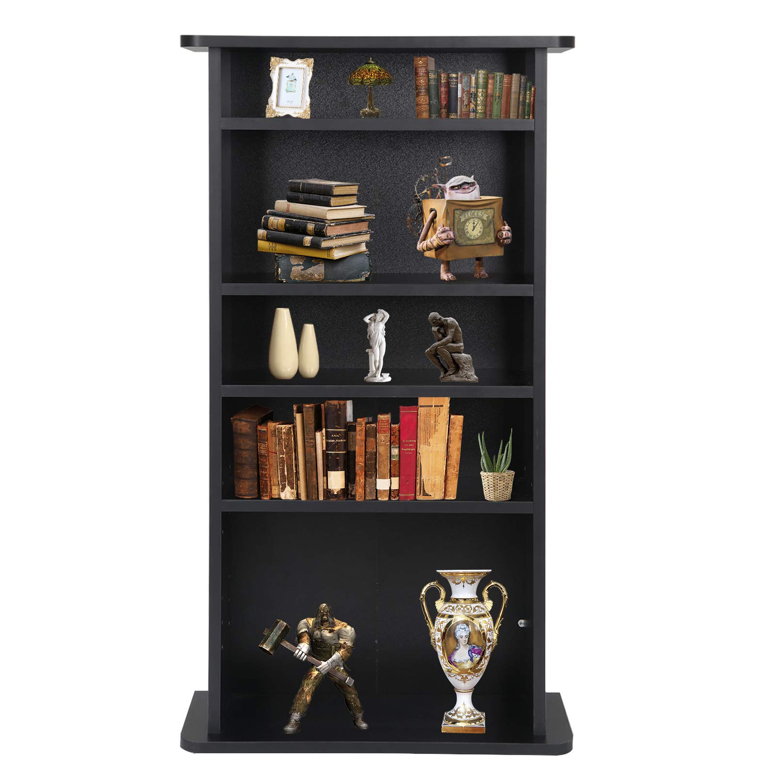 ZENY Multimedia Storage Cabinet DVD Rack Book Shelf Organizer Stand Audio Media Tower, 36" X 19" X 7" Black