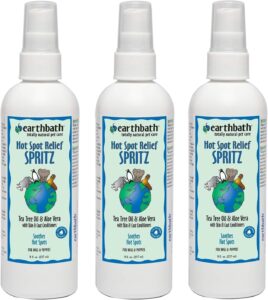 earthbath, hot spot relief spray - tea tree oil hot spot treatment for dogs, best dog shampoo for itching & skin conditions, made in usa, cruelty free itch relief for dogs - 8 oz (3 pack)