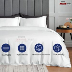 eBeddy Linens 800 Thread Count Ultra Silky Soft Egyptian Cotton Oversized King 120x98 Size 3-Pieces Duvet Cover Hidden Zipper Closer & Corner Ties Durable and Fade Resistant White Solid