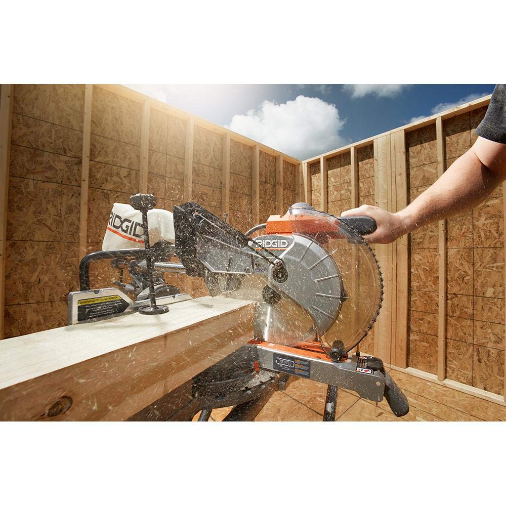 Ridgid R4210 15 Amp 10 Inch Corded Dual Bevel Sliding Miter Saw with 70° Miter Capacity