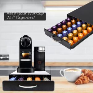 LUOOV Keurig Storage Drawer for K Cups Compatible Nespresso Pods Vertuo Holder Drawer k cup Drawer Coffee Pod Organizer Keurig Pod Drawer, Kcup Holder for Nespresso Vertuo Capsule Counter 50PCS(Black)