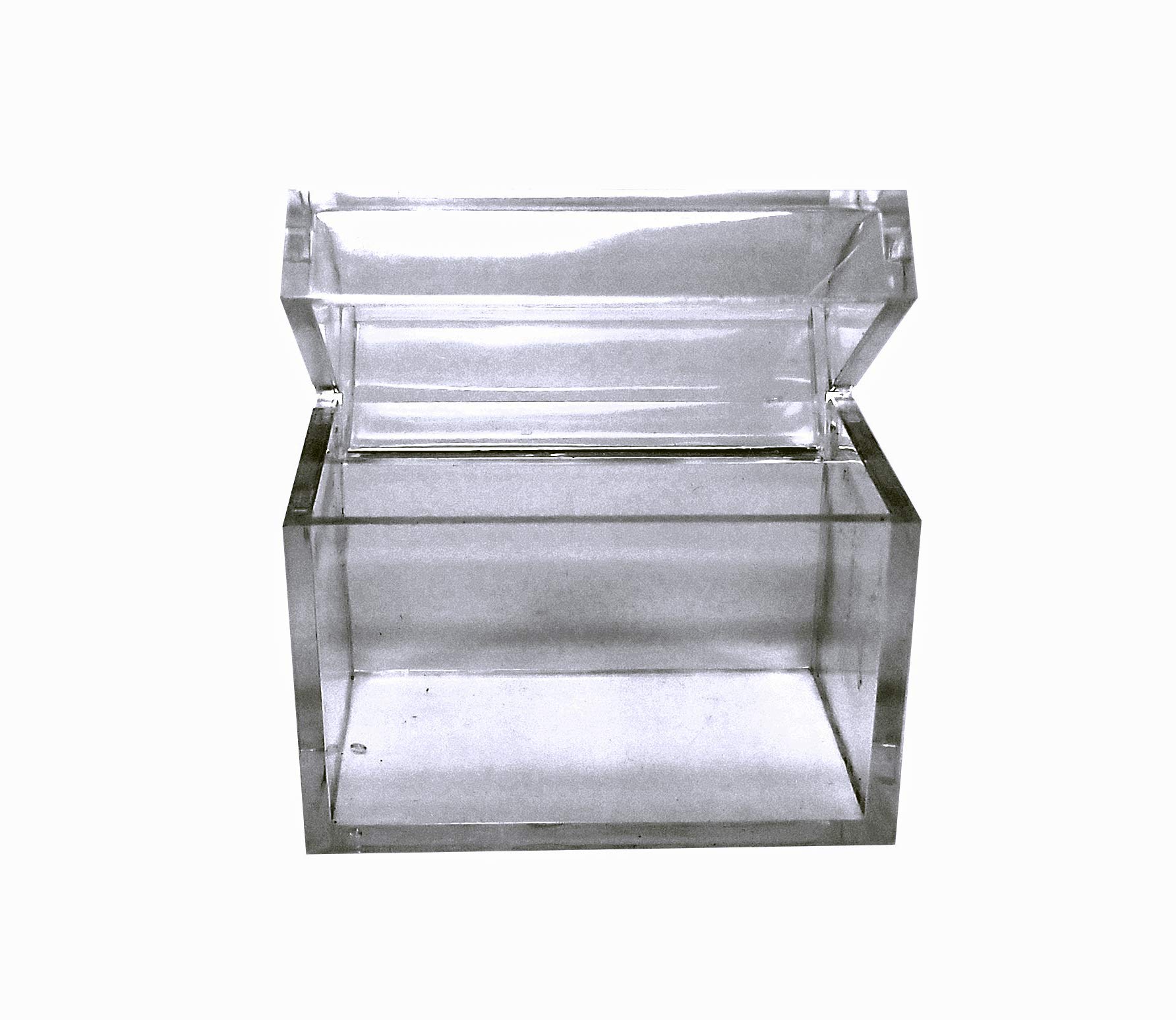 Clear Acrylic Box with Hinged Lid; Small Treasure Chest Shape Container with Bonus Perfume Studio Pure Parfum 2ml Sample. (12 Units)