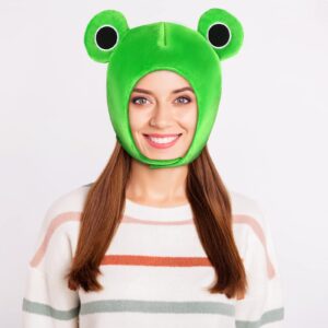 Cute Plush Frog hat Scarf Cap Ears Winter ski hat Full Headgear Novelty Party Dress up Cosplay Costume Green