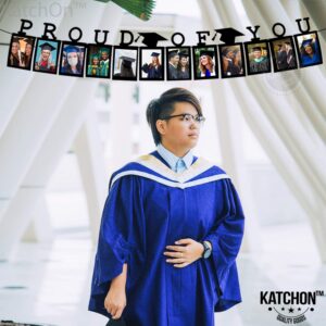 KatchOn, Black Graduation Photo Banner 2024 - Large 10 Feet | Proud of You Banner | Felt Graduation Picture Banner | Graduation Banner 2024 Personalized | Graduation Decorations Class of 2024 Black