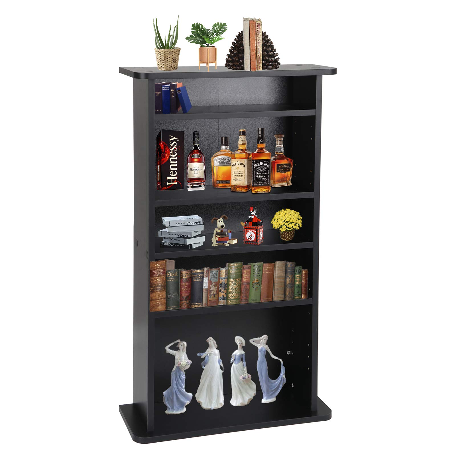 ZENY Multimedia Storage Cabinet DVD Rack Book Shelf Organizer Stand Audio Media Tower, 36" X 19" X 7" Black