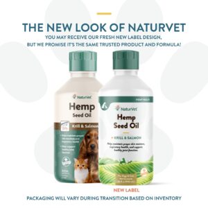 NaturVet Hemp Seed Oil Krill and Salmon, 32 oz. Liquid, Made in The USA