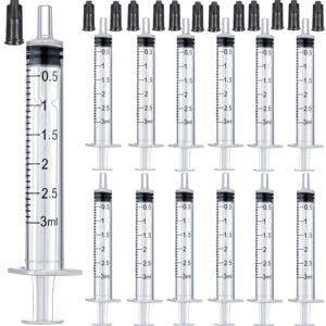 50 pack 3ml plastic syringe luer slip with cap, great for measuring, refilling watering and pets feeding, not-sterile (3ml)