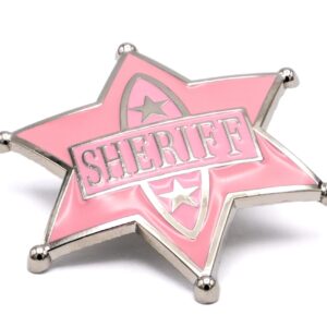 Shower Games & Co. Pink Cowgirl Sheriff Badge - Cute Accessory for Women's Cowgirl Costumes, Dress-Up Parties, Halloween & Western-Themed Birthday Celebrations