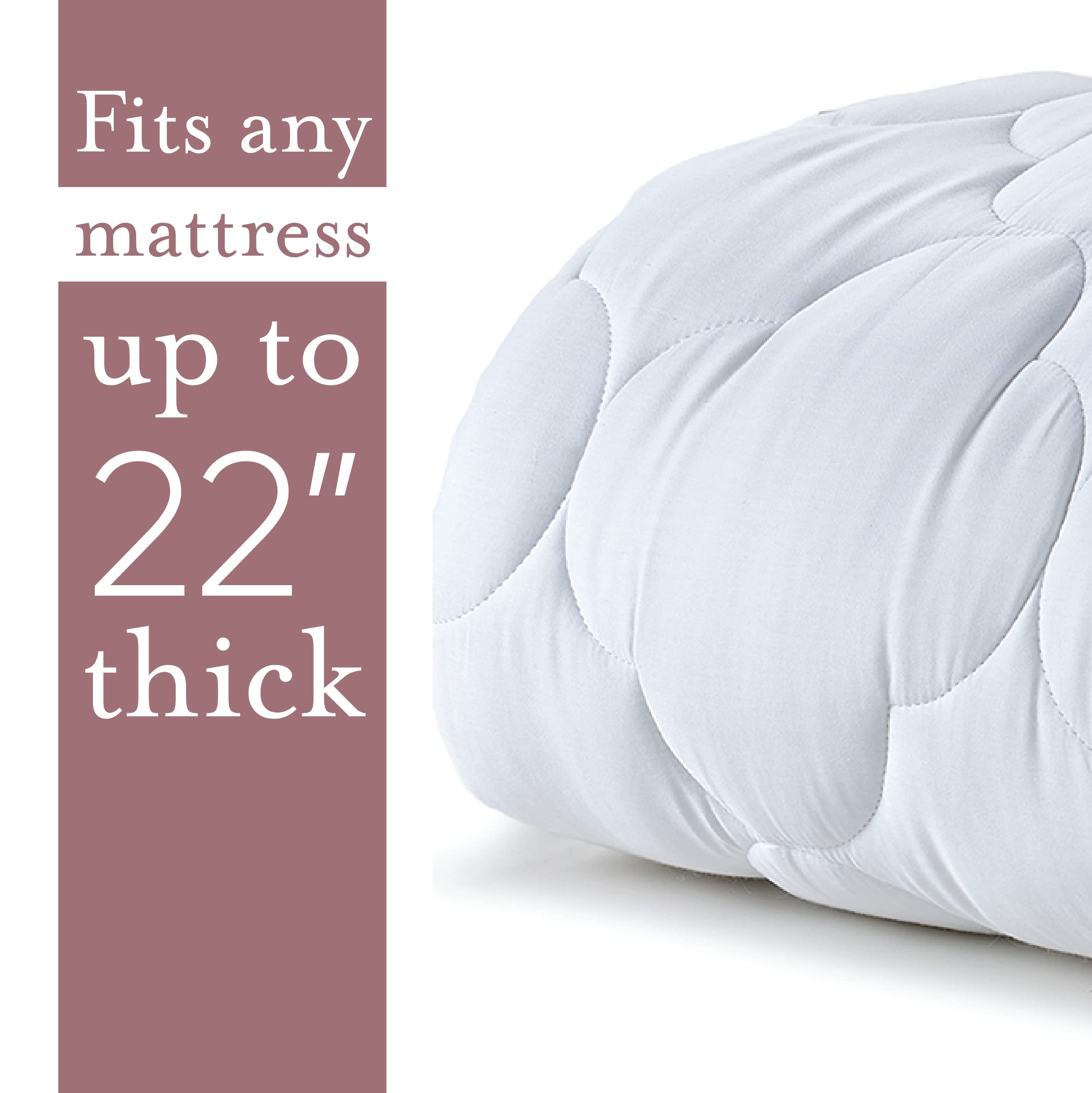 Ella Jayne Lofty 100% Cotton Plush Gel Fiber Filled Mattress Topper, 2" Extra Loft, Deep Elastic Skirt, Fits 22" Mattress - King (78″x80″x2″)